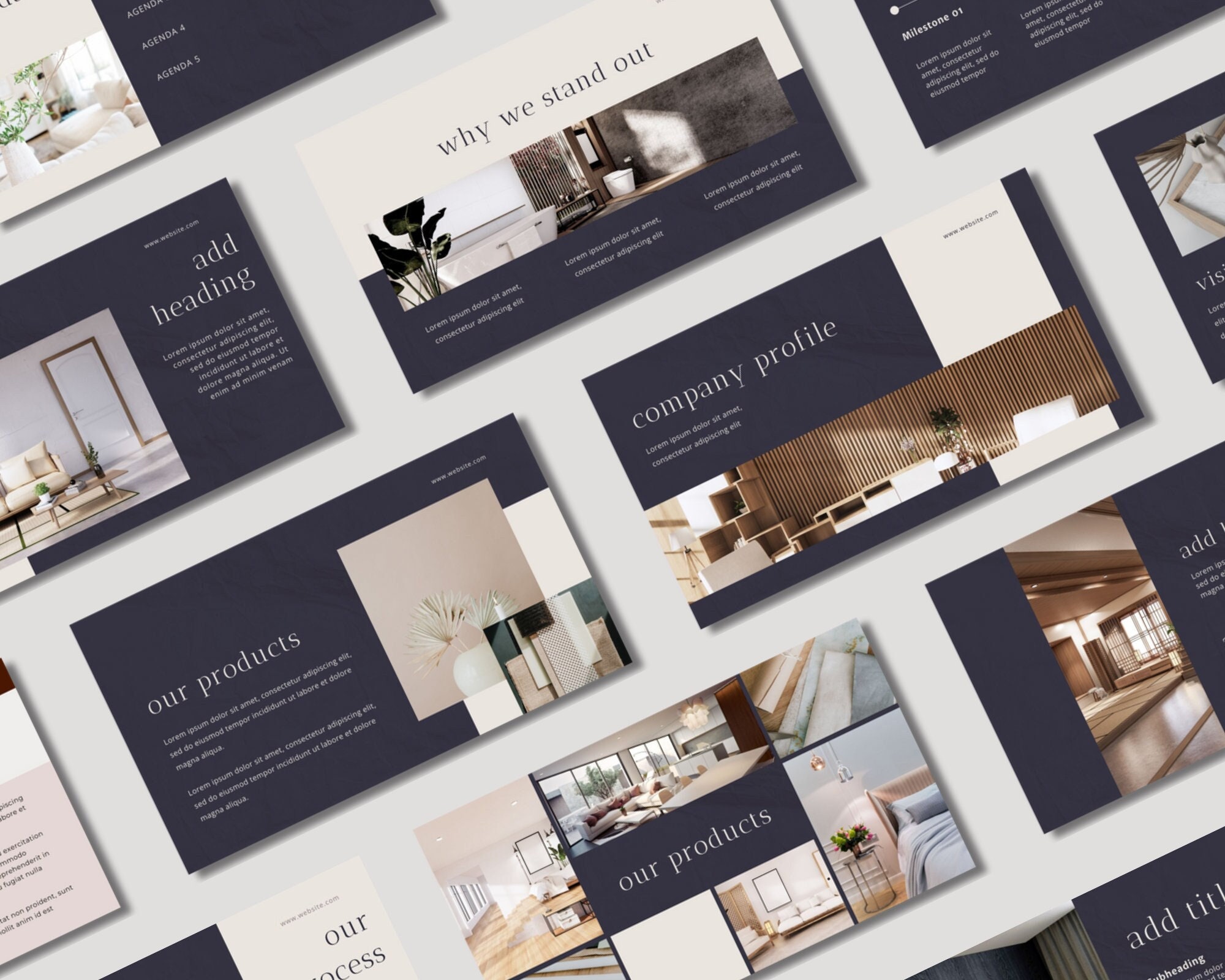 Minimal Modern Powerpoint Presentation Template Ivory Slate Gray