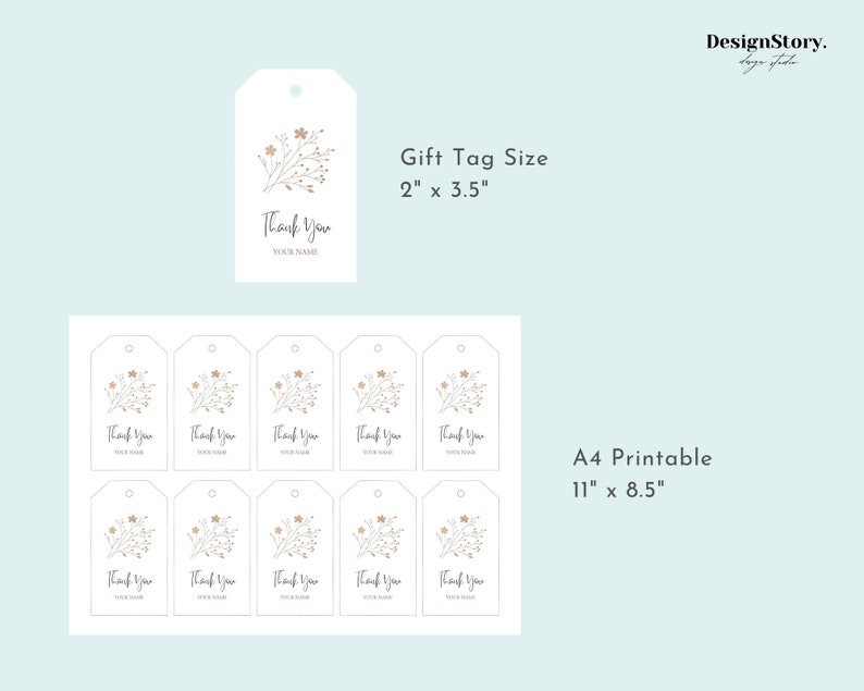 Thank You Gift Tag Template, Printable Gift Tag, Editable Minimal Beige ...