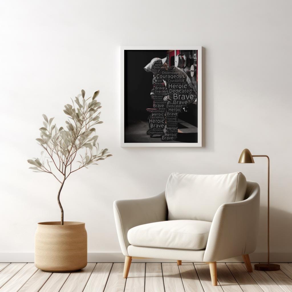 Custom Firefighter Word Cloud Art, Personalize With Your Own Words ...