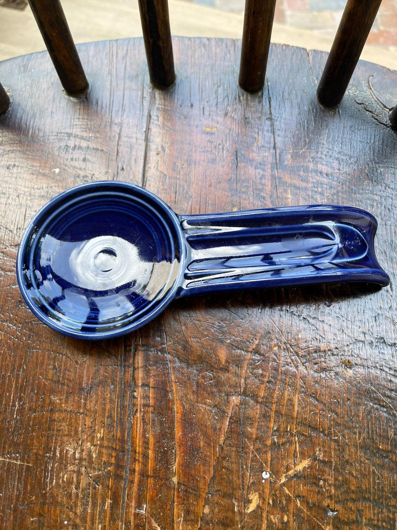 Vintage HLC Fiesta USA Cobalt Blue Homer Laughlin Spoon Rest Holder ...