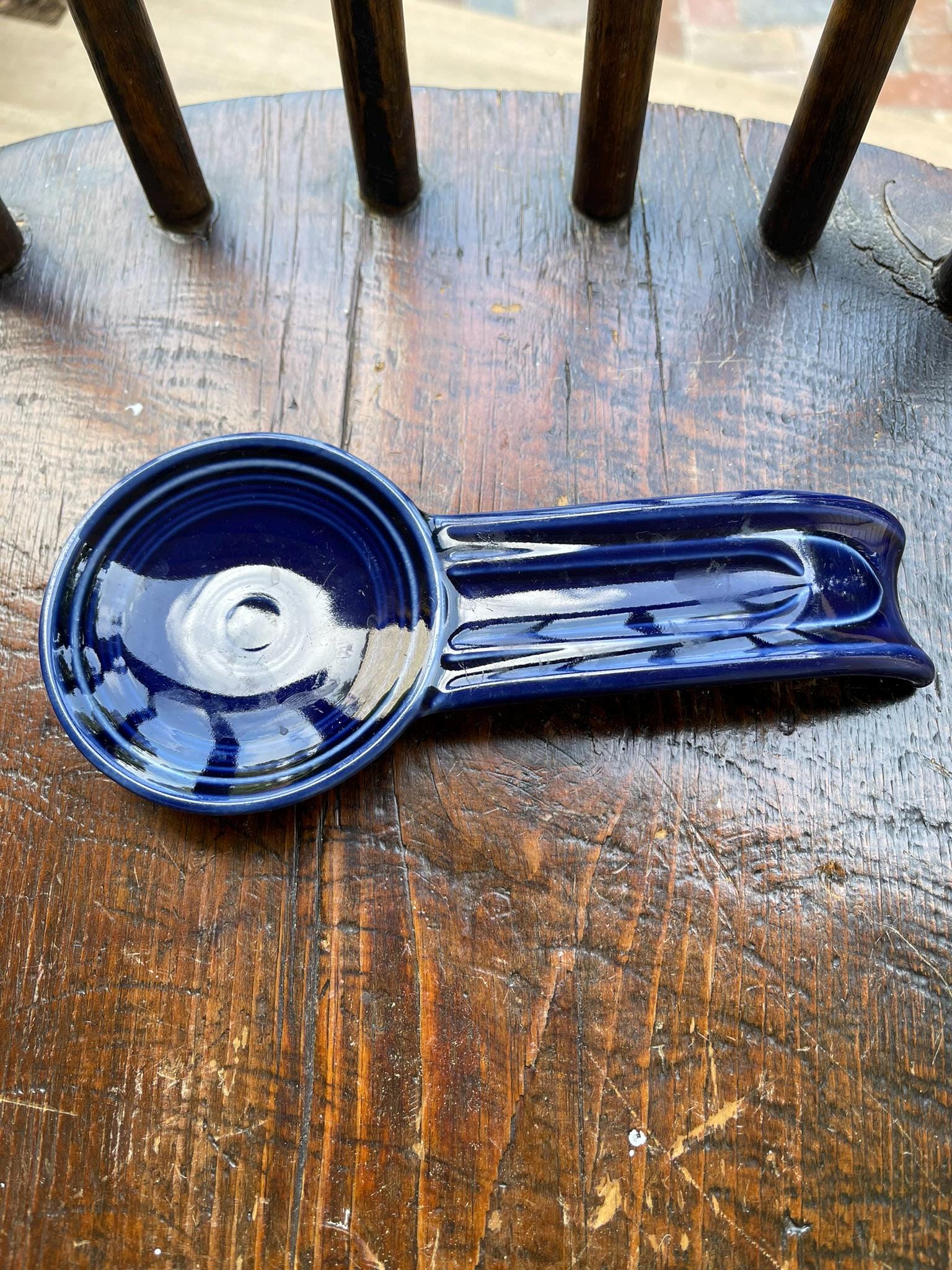 Vintage HLC Fiesta USA Cobalt Blue Homer Laughlin Spoon Rest Holder ...
