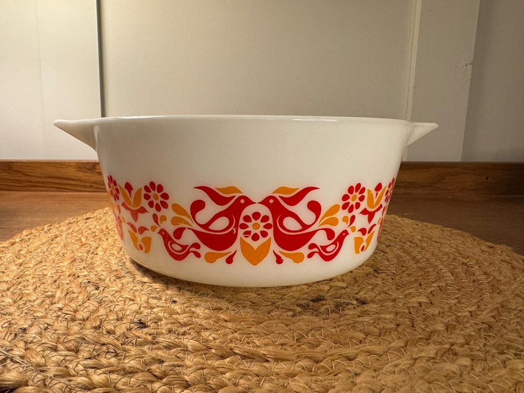 Vintage 1970’s Pyrex “friendship” Pattern Red Birds #475 B 2.5 Quart NO ...