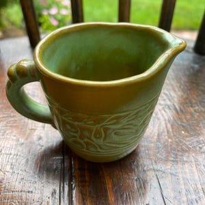 Vintage Oklahoma FRANKOMA POTTERY Small Pitcher/creamer Prairie Green ...