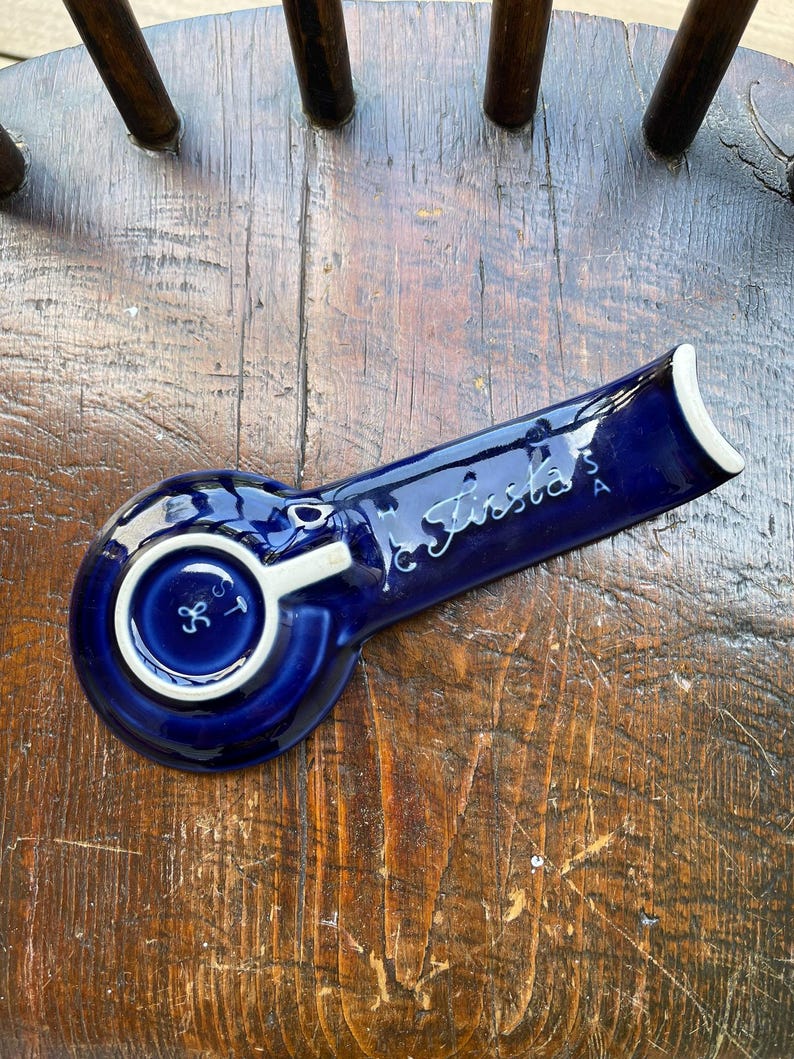 Vintage HLC Fiesta USA Cobalt Blue Homer Laughlin Spoon Rest Holder ...