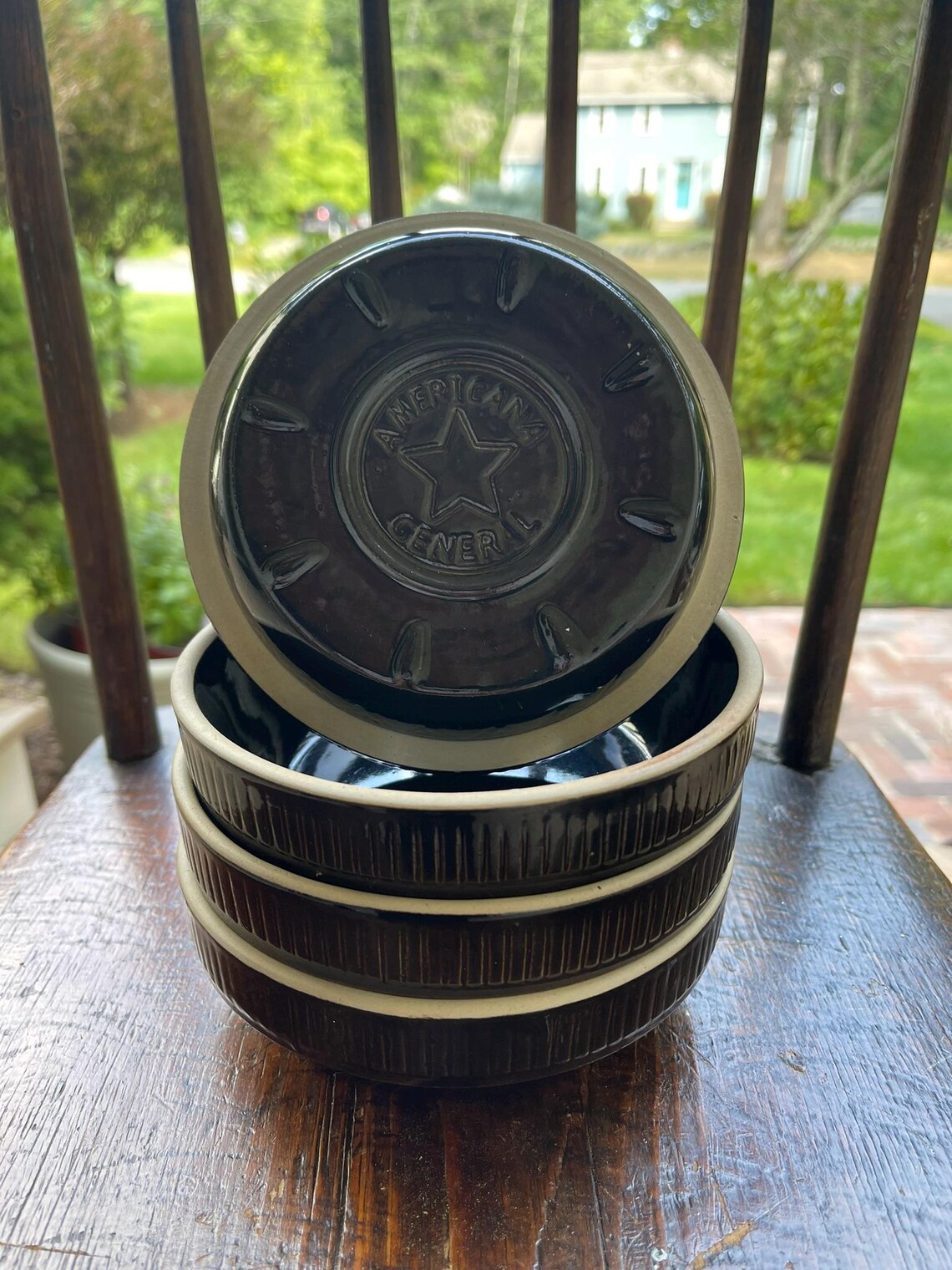 4 Americana General Vintage Ruckle Pottery Cereal Bowls Bown Pottery - Etsy
