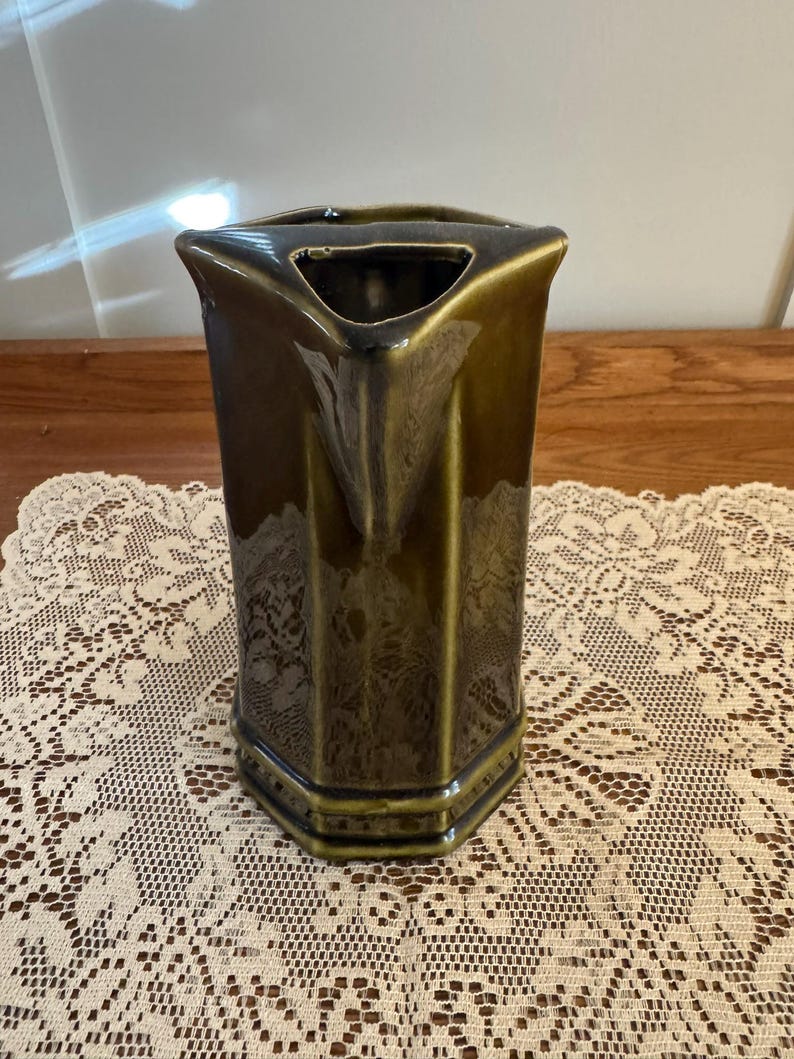 Vintage Pfaltzgraff Pitcher: Olive Green Glazed Ceramic, MCM Decor (8.5 ...