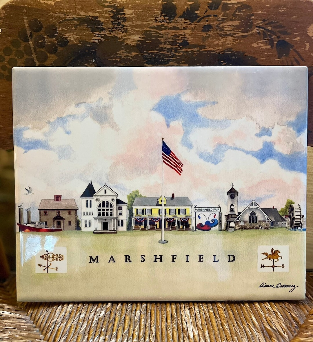 The Town of Marshfield Massachusetts Keepsake Artwork by Diane Dakowicz ...