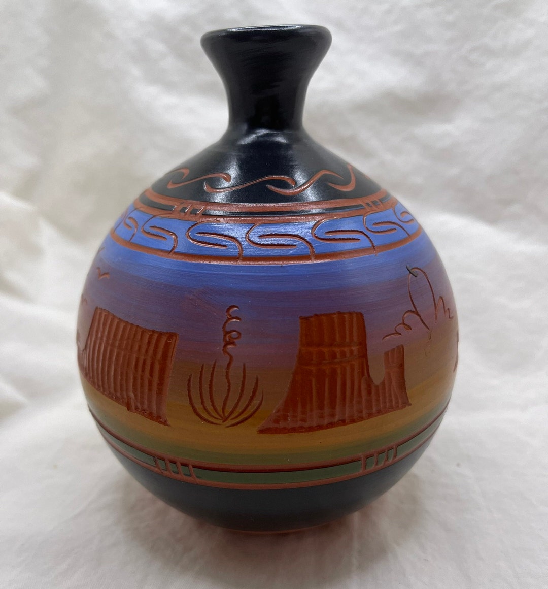 Native American Navajo Red Clay Smoke Pot Signed by Artist - Etsy