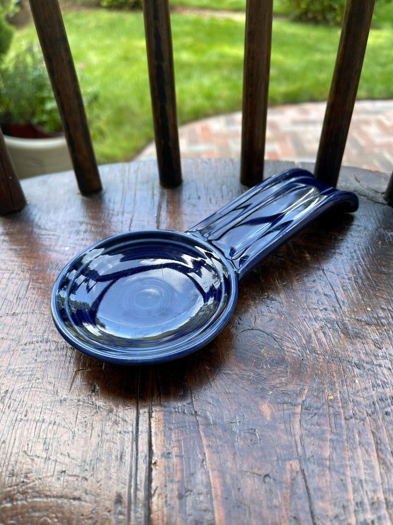 Vintage HLC Fiesta USA Cobalt Blue Homer Laughlin Spoon Rest Holder ...