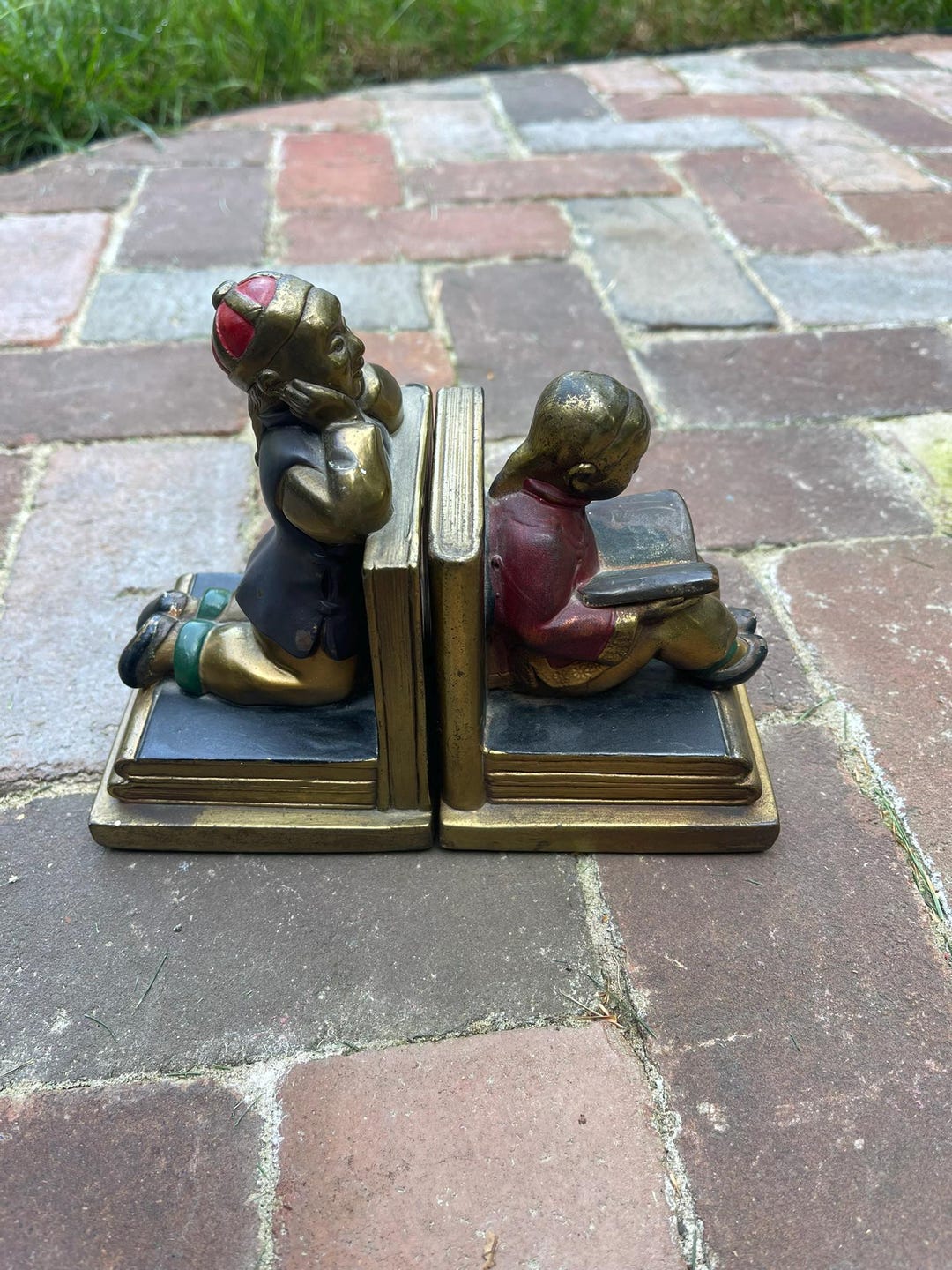 Antique 1930 Art Deco Bronze Bookends Children, Armour Bronze Company ...
