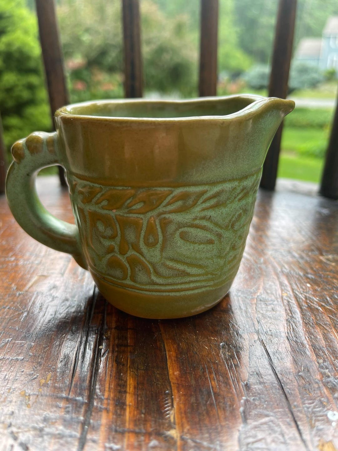 Vintage Oklahoma FRANKOMA POTTERY Small Pitcher/creamer Prairie Green ...