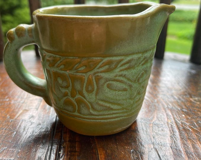 Vintage Oklahoma FRANKOMA POTTERY Small Pitcher/creamer Prairie Green ...