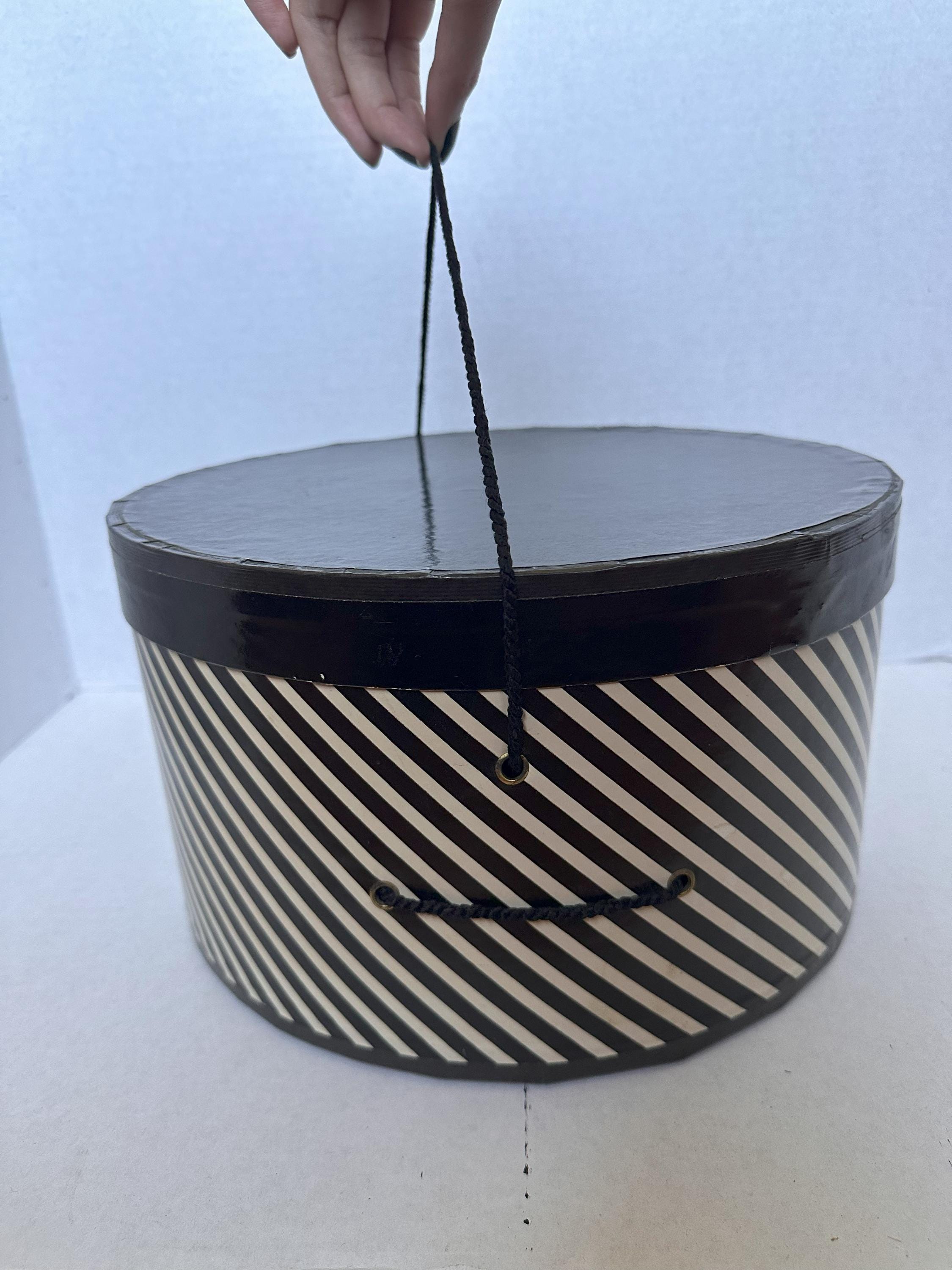 1980's Black and White Striped Hat Box - Etsy