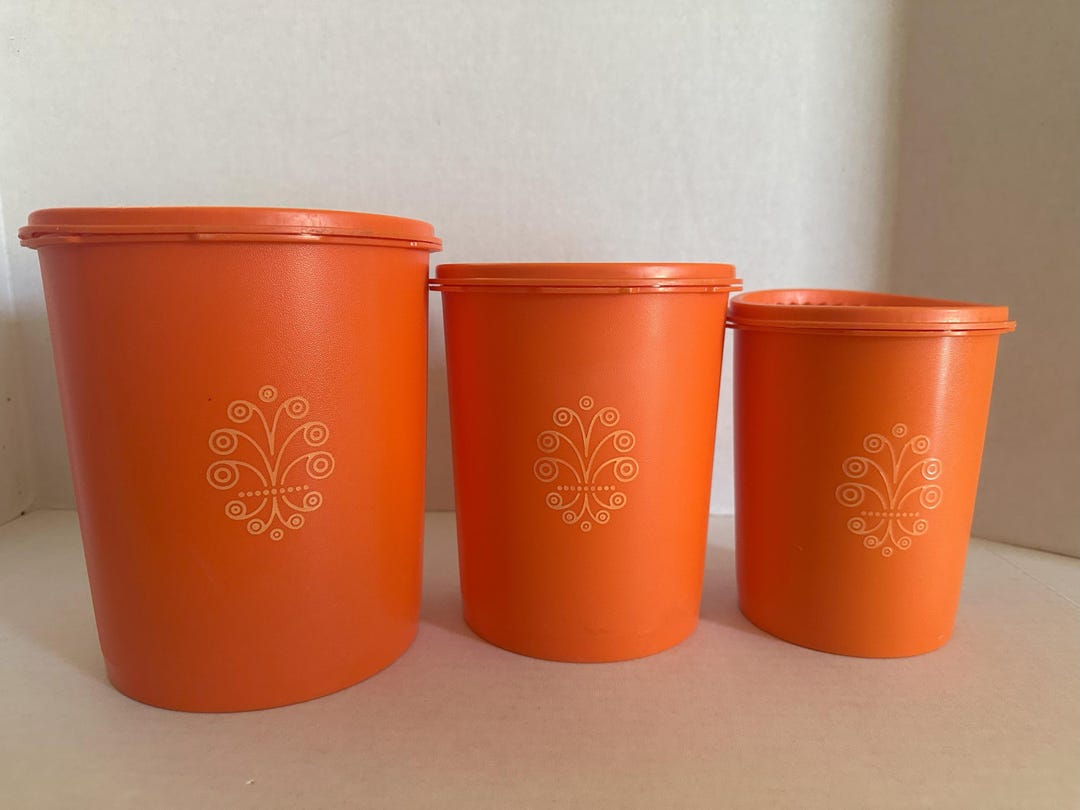 Vintage Tupperware Orange Nesting Bins Set - Etsy