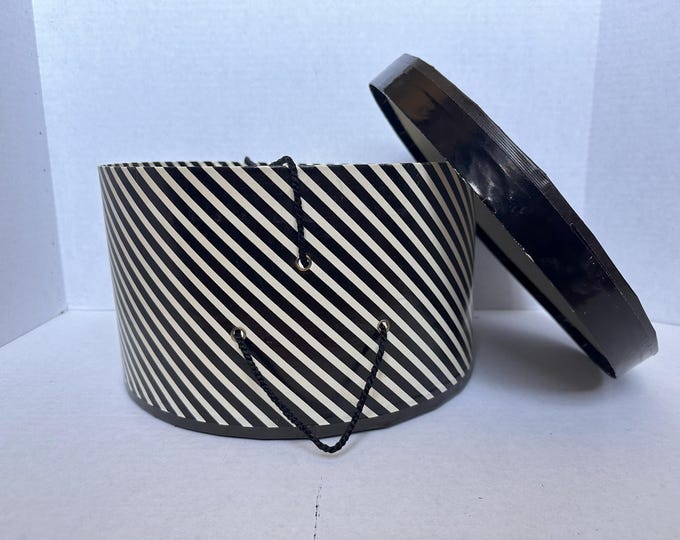 1980's Black and White Striped Hat Box - Etsy