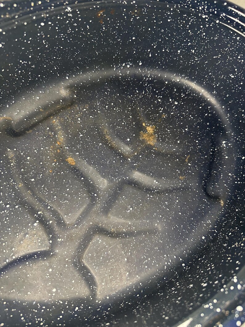 Large Vintage Blue Speckled Roaster - Etsy