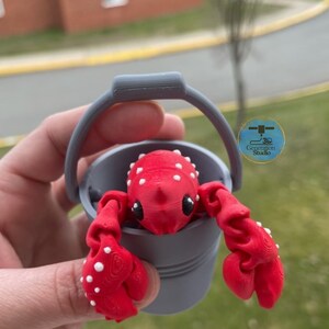 Red Lobster With Bucket 3D Printed Articulated Fidget Figure | Fidget ...