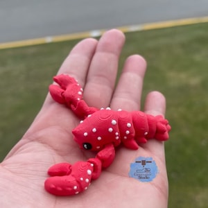 Red Lobster With Bucket 3D Printed Articulated Fidget Figure | Fidget ...