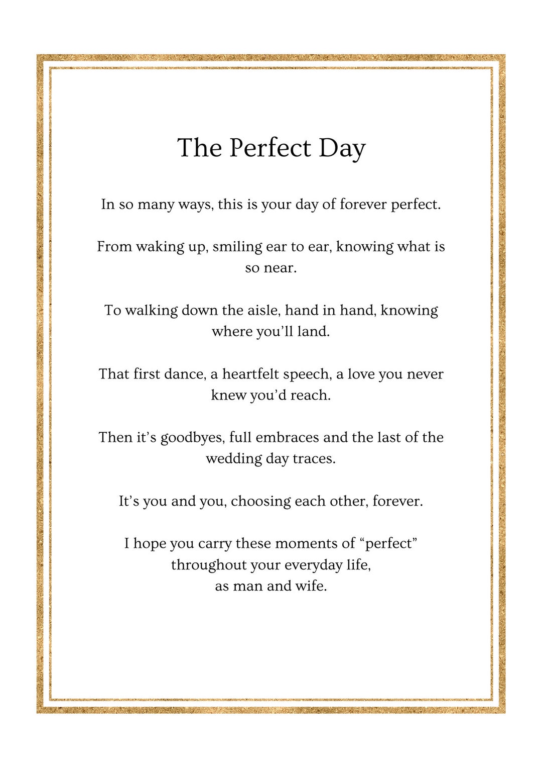 Wedding Day Poem - Etsy