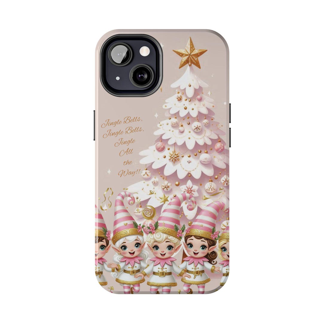 Pink and Gold Jingle Bell Elves Christmas Tough Phone Cases, iPhone ...