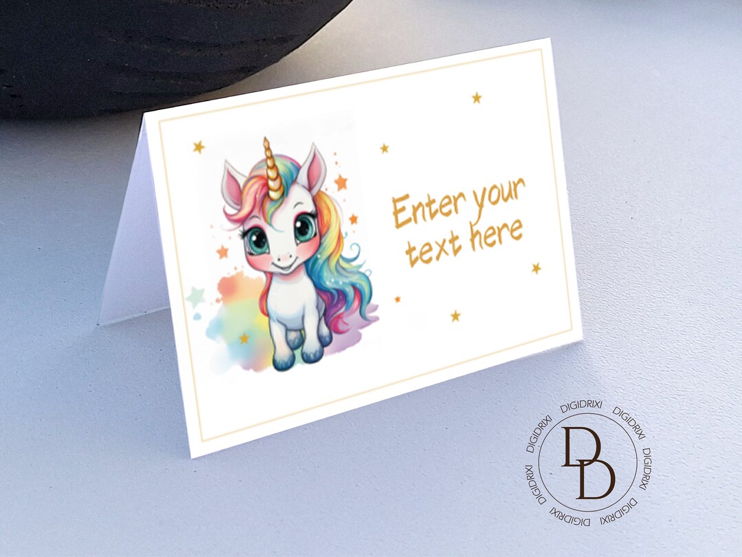 Birthday Unicorn Food Label Template, Editable Place Card (digital ...