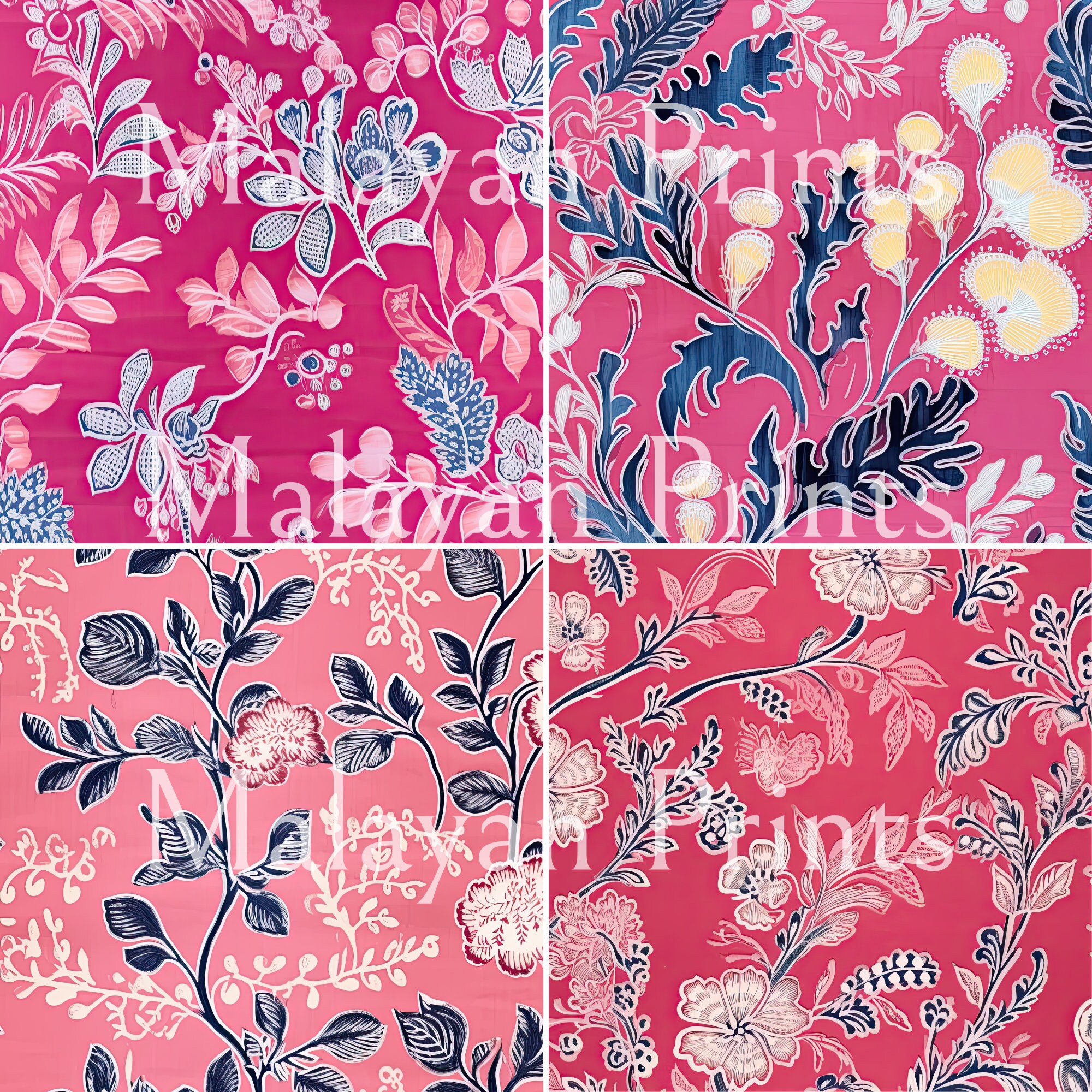 Set of 13 High Quality Pink Batik Digital Paper Seamless Design Wax ...