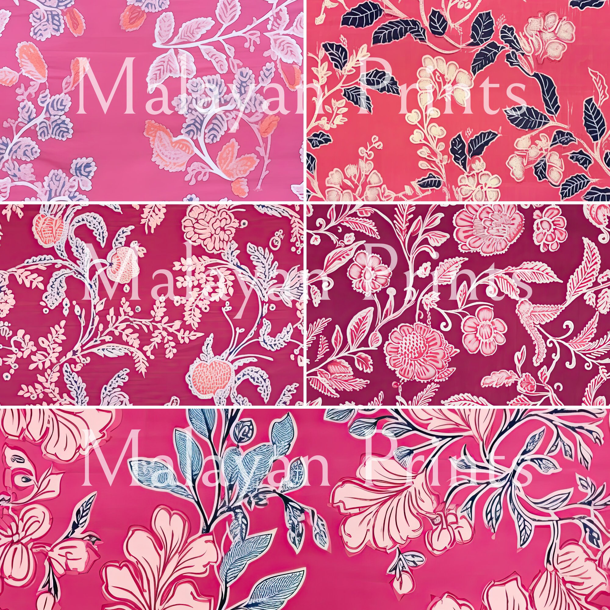Set of 13 High Quality Pink Batik Digital Paper Seamless Design Wax ...