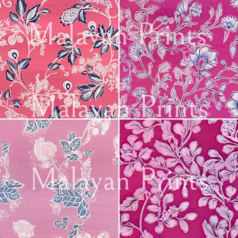 Set of 13 High Quality Pink Batik Digital Paper Seamless Design Wax ...