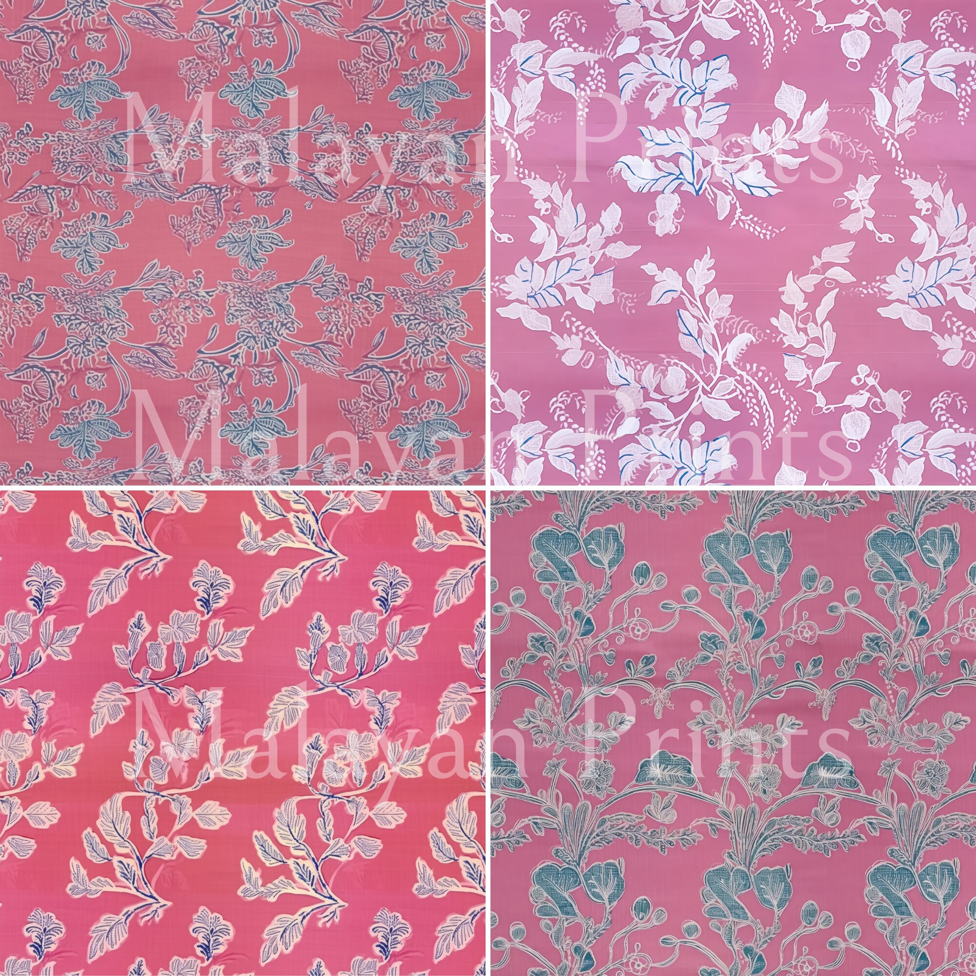 Set of 13 High Quality Pink Batik Digital Paper Seamless Design, Wax ...