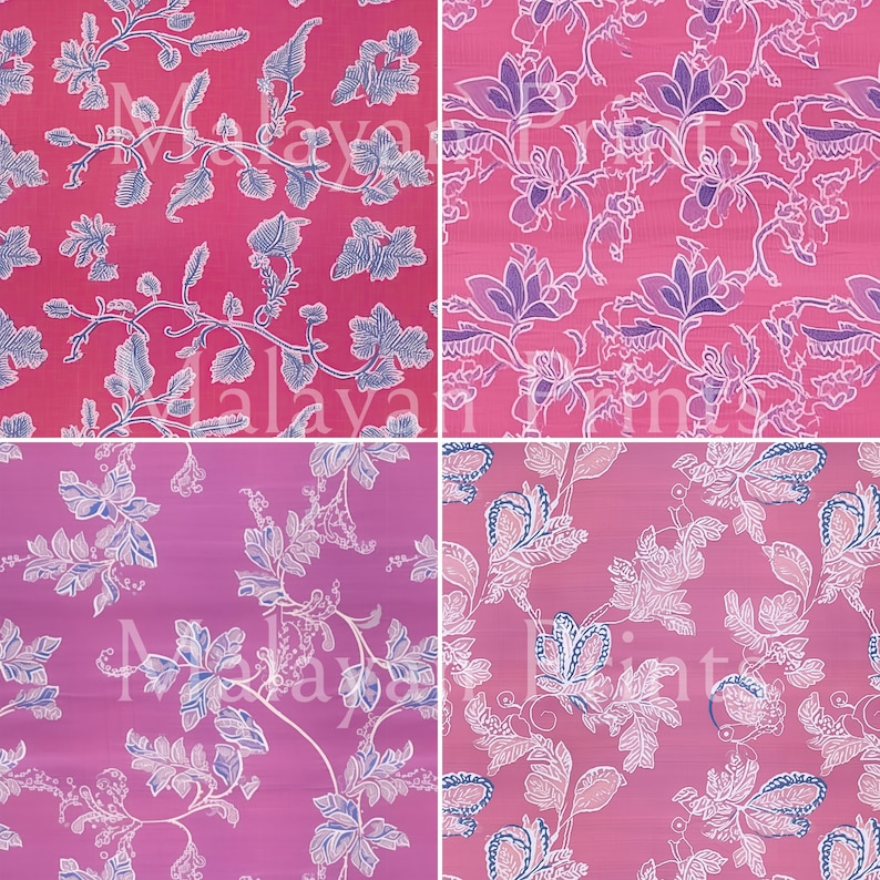 Set of 13 High Quality Pink Batik Digital Paper Seamless Design, Wax ...