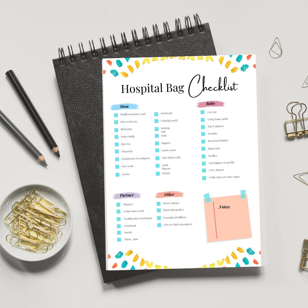 Hospital Bag Checklist, Labor Bag Checklist, New Mom Hospital Prep ...