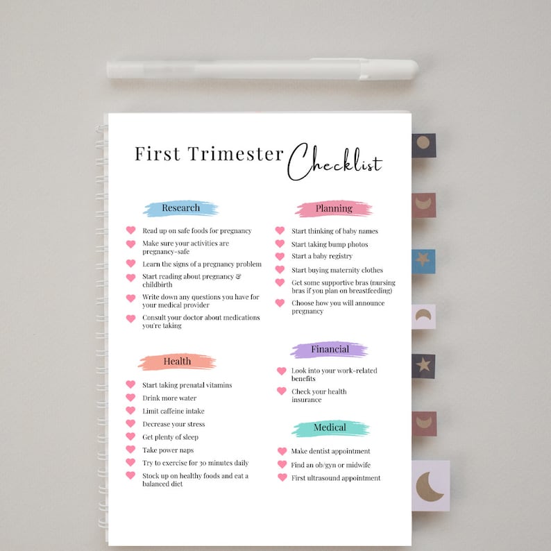 First Trimester Checklist, Expecting Mom Gift, Mom-to-be Organizer ...
