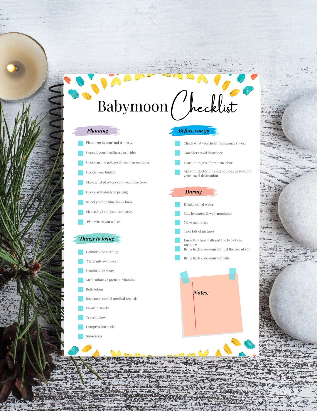 Babymoon Checklist Planner, Expectant Mother Gift, Pregnancy Planning ...