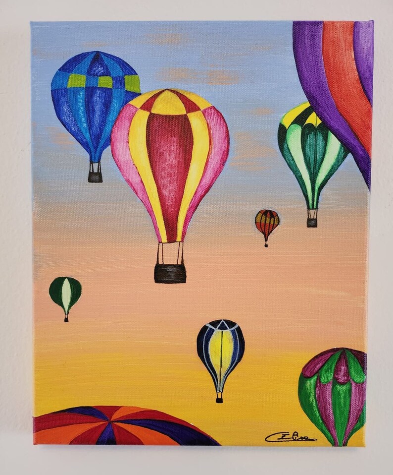 Hand-painted Picture With Acrylic Colors on Canvas: Hot Air Balloons at ...
