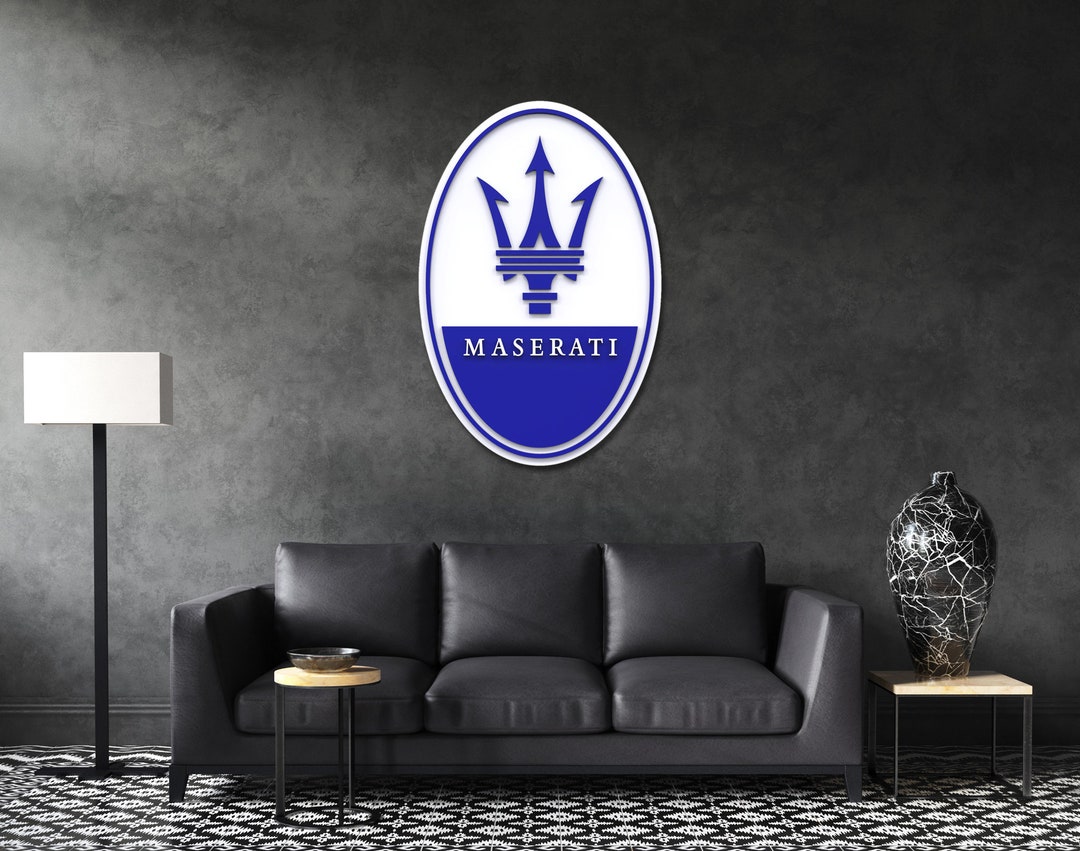 Glossy Acrylic Laser Cut Maserati Logo, Acrylic Sign Maserati Wall ...