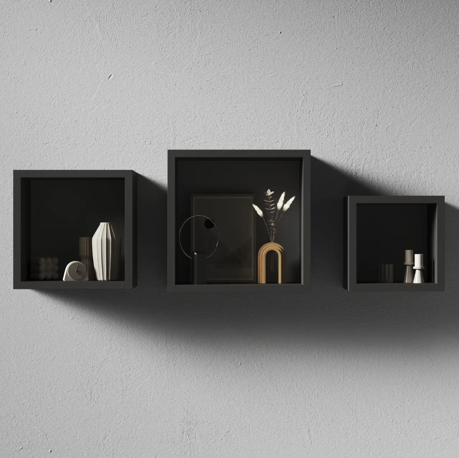 Modern Floating Wooden Wall Bookshelf SET OF 3 Plywood Book Shelf SET ...