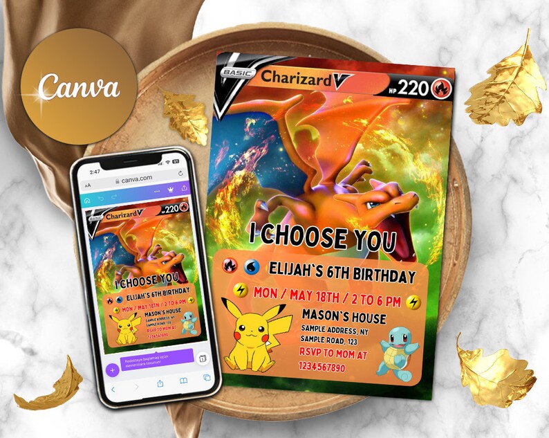 Pokemon Birthday Invitation Pokemon Card Birthday Party Invite ...