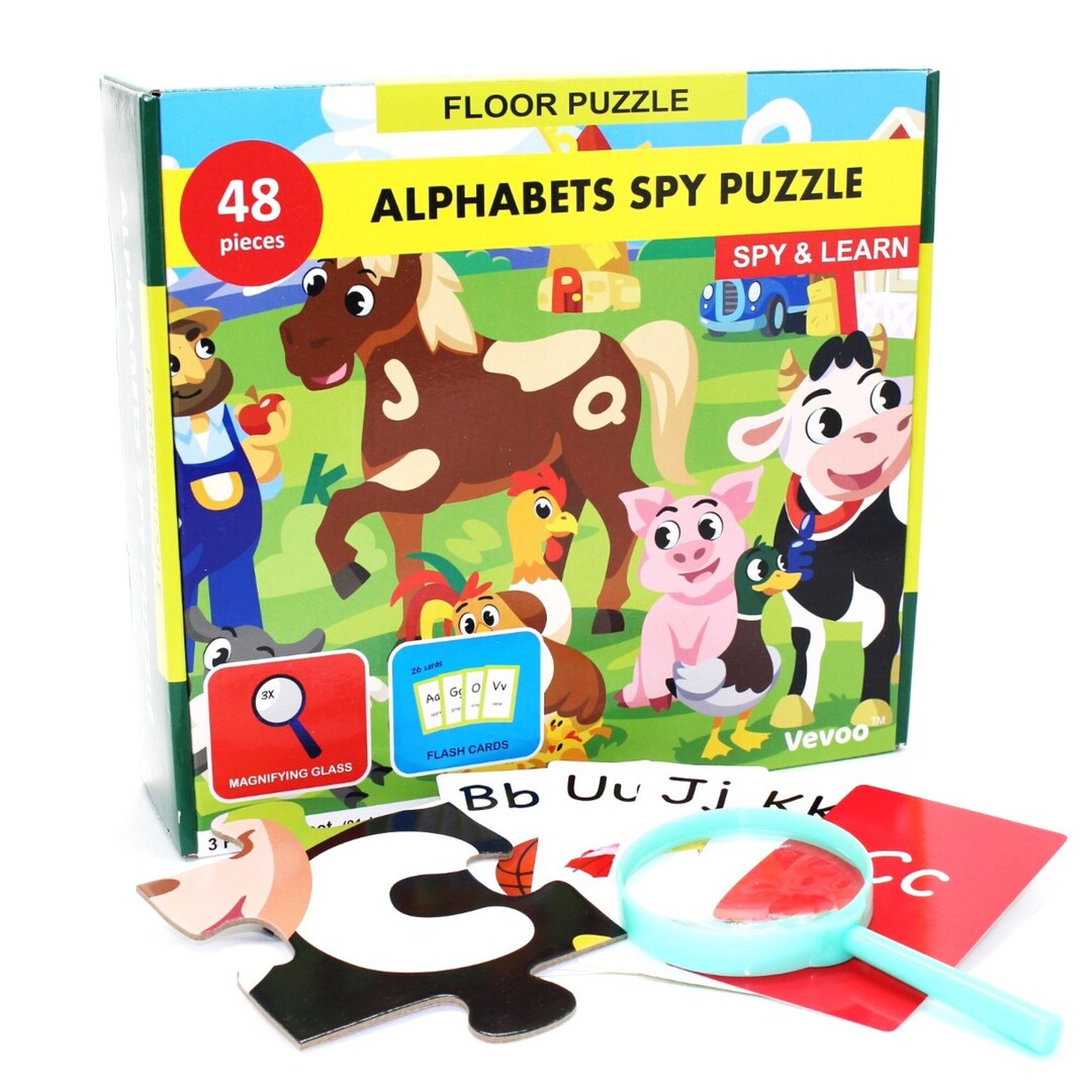 I Spy Alphabet Puzzle With Flashcards and Magnifying Glass 2ft X 3ft ...