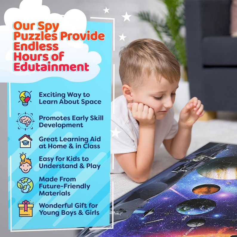 Solar System Spy Puzzle With Flashcards and Magnifying Glass 2ft X 3ft ...