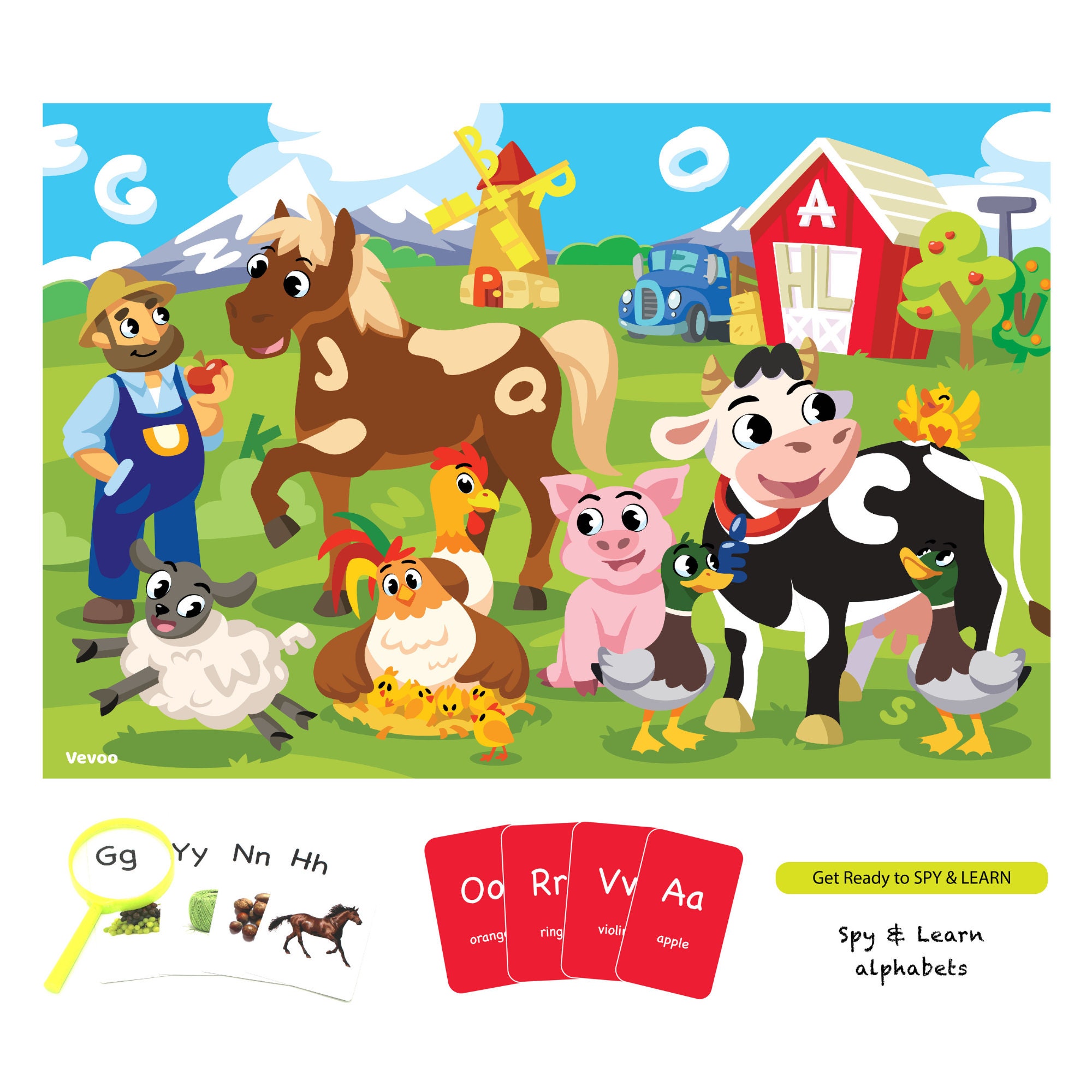 I Spy Alphabet Puzzle With Flashcards and Magnifying Glass 2ft X 3ft ...
