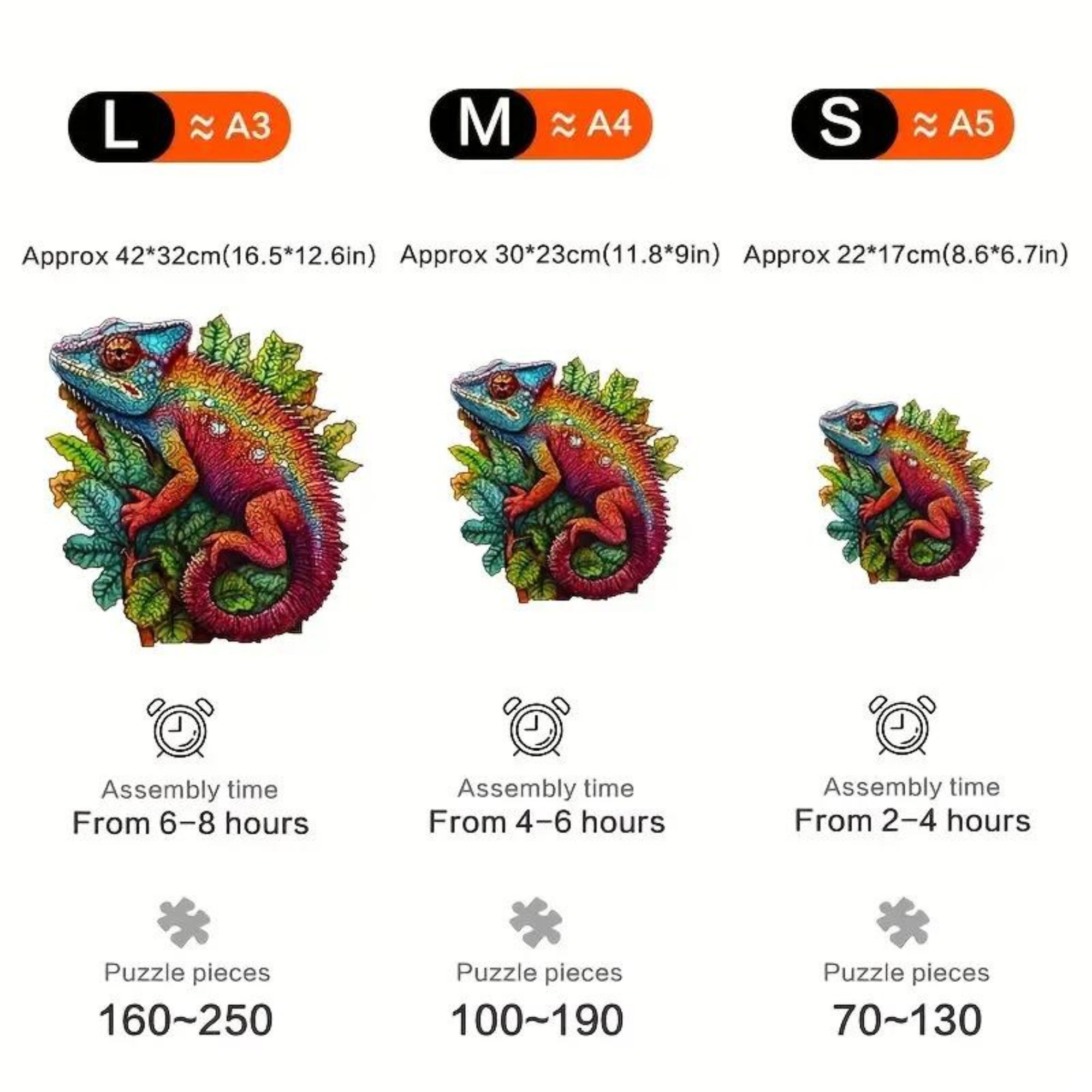 Wooden Jigsaw Puzzle Chameleon- Laser-cut Handcrafted Basswood, Unique ...