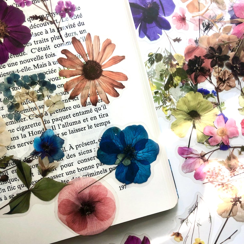 Pressed Flower Stickers – Wildflowers & Dried Flowers Stickers for ...