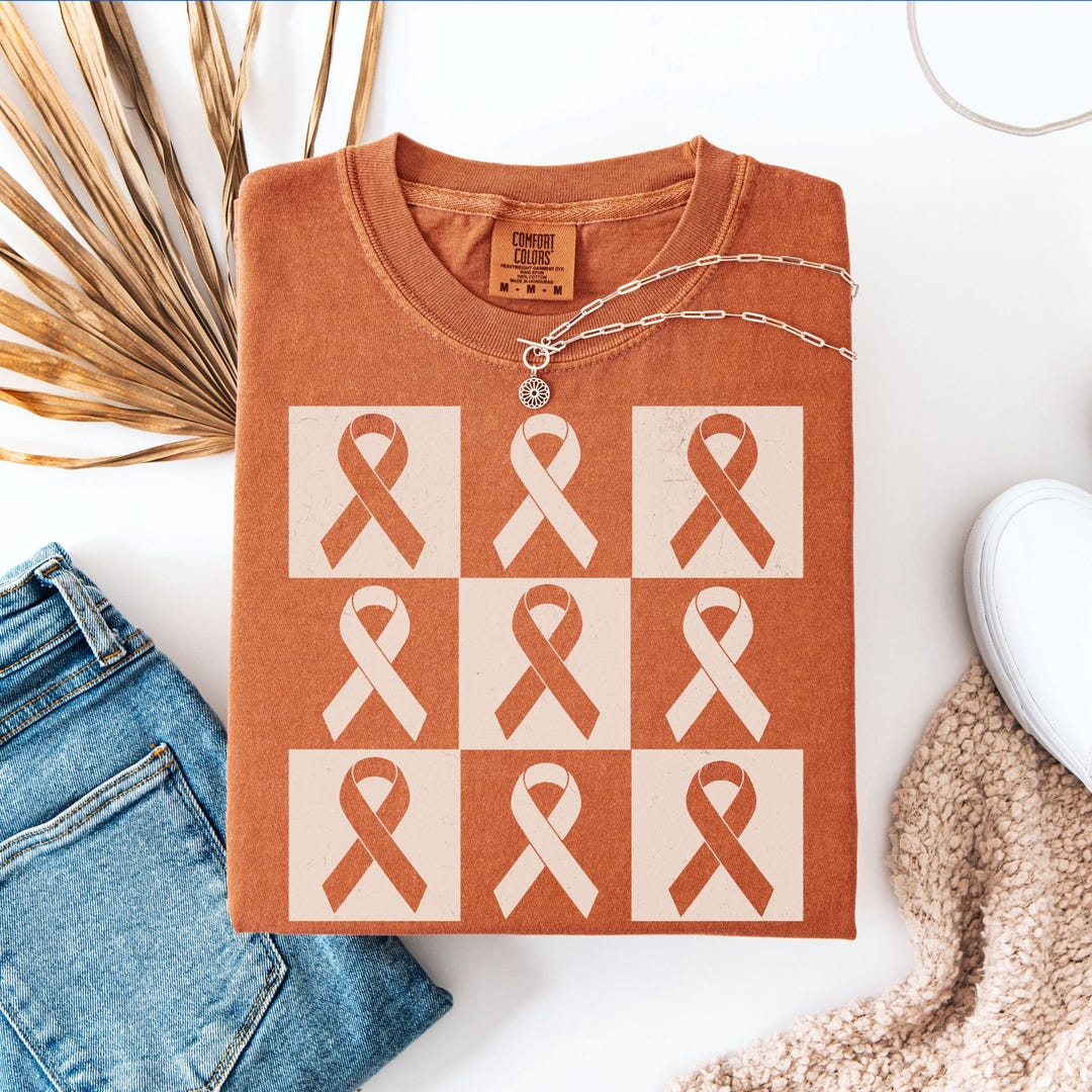 Orange Ribbon Kidney Cancer Shirt, Kidney Cancer Awareness Tshirt ...