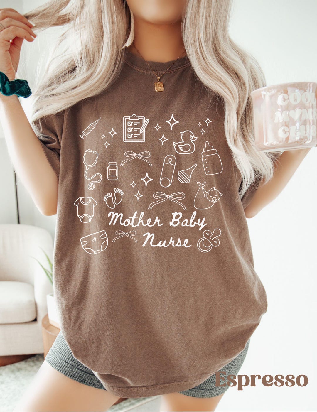 Mother Baby Nurse Shirt, Postpartum Nurse, Labor and Delivery Nurse ...