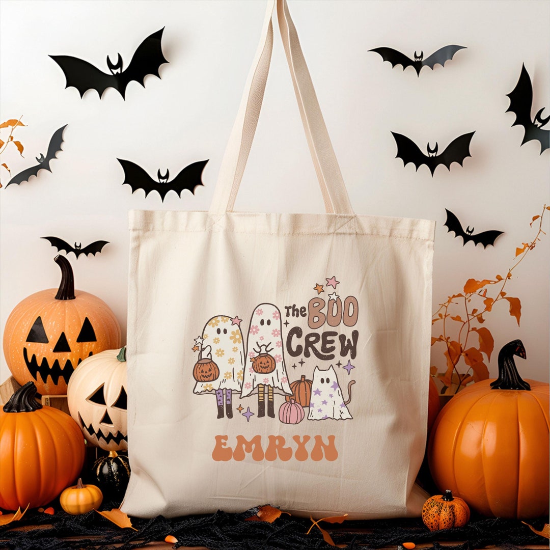 Personalized Trick or Treat Bag, Custom Name Halloween Bag, Boo Crew ...