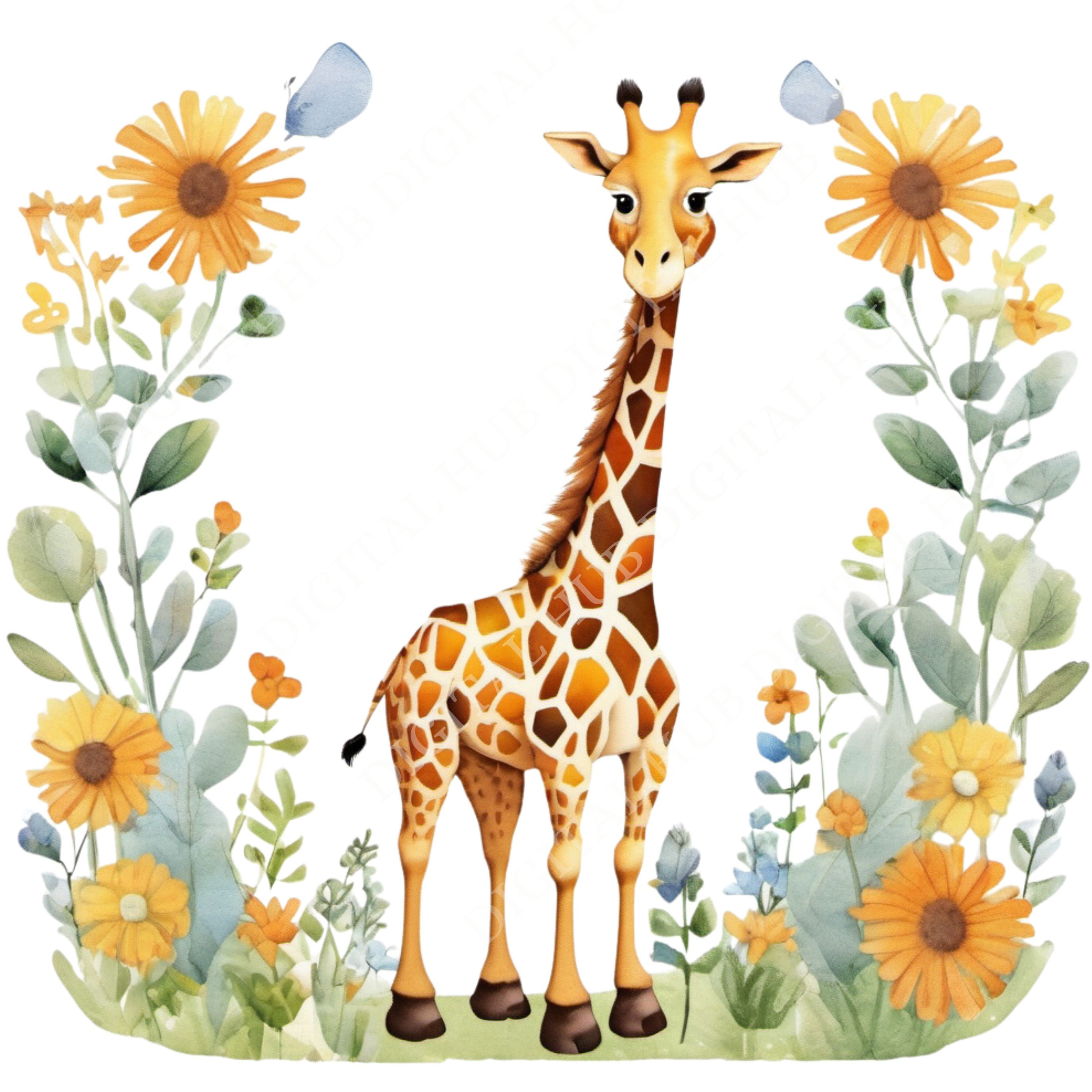Watercolour Giraffe Animal Clipart, Safari Png, Digital Png Image, Png ...