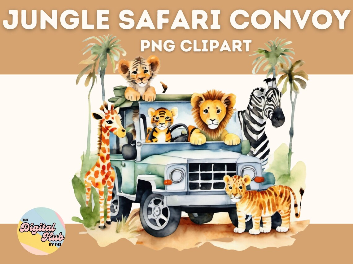 Watercolour Safari Animal Clipart, Safari Png, Digital Png Image, Png ...