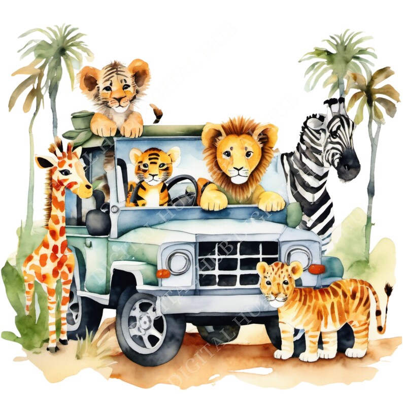 Watercolour Safari Animal Clipart, Safari Png, Digital Png Image, Png ...