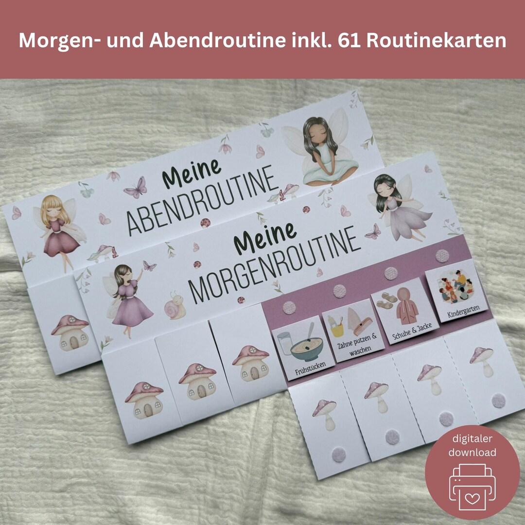Morning and Evening Routine Chart for Kids Fairy | Montessori Inspired ...