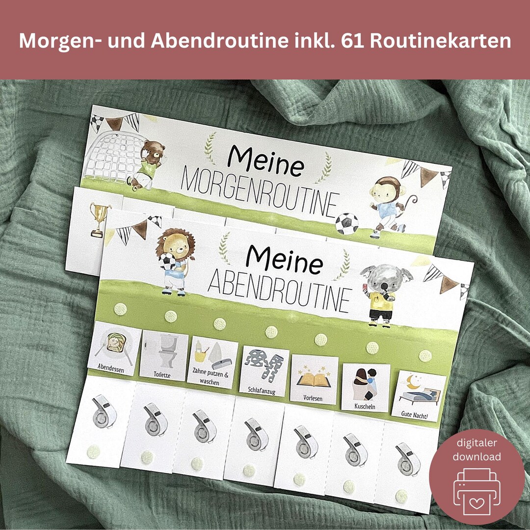 Morning and Evening Routine Chart for Kids Soccer Set | Montessori ...
